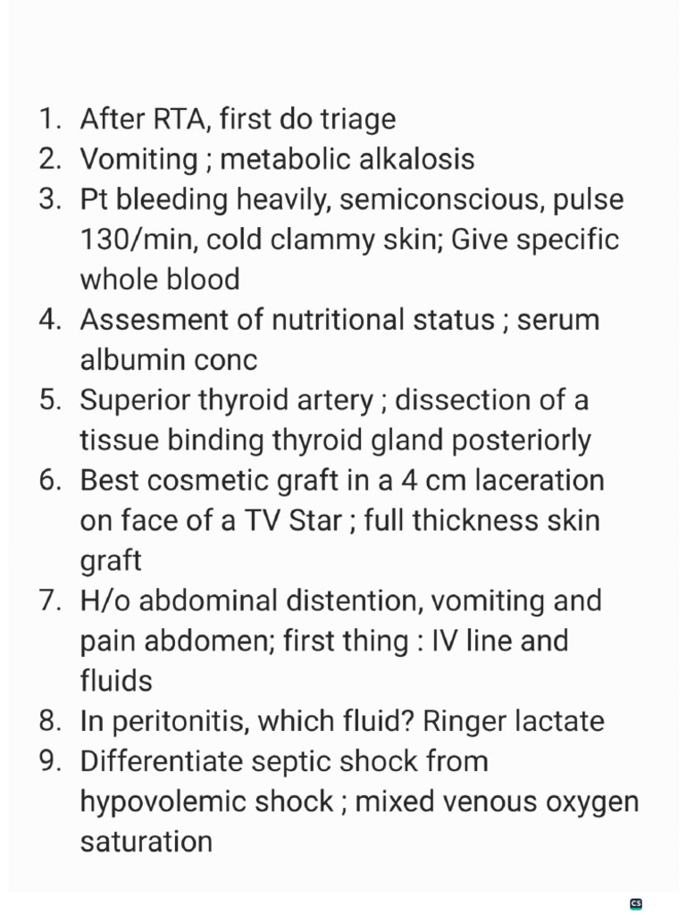 General Surgery Imp. Points (Pool To UHS Team) | PDF