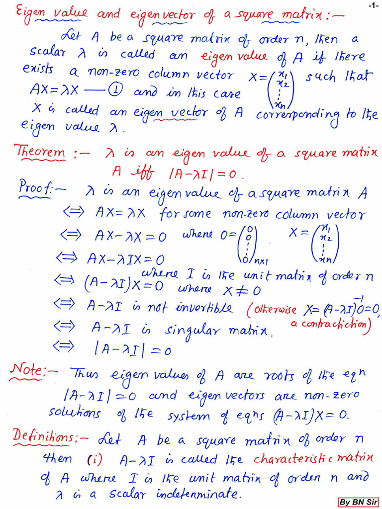 Lecture No.6, Eigen Value & Eigen vector Page 1 to 9 | PDF