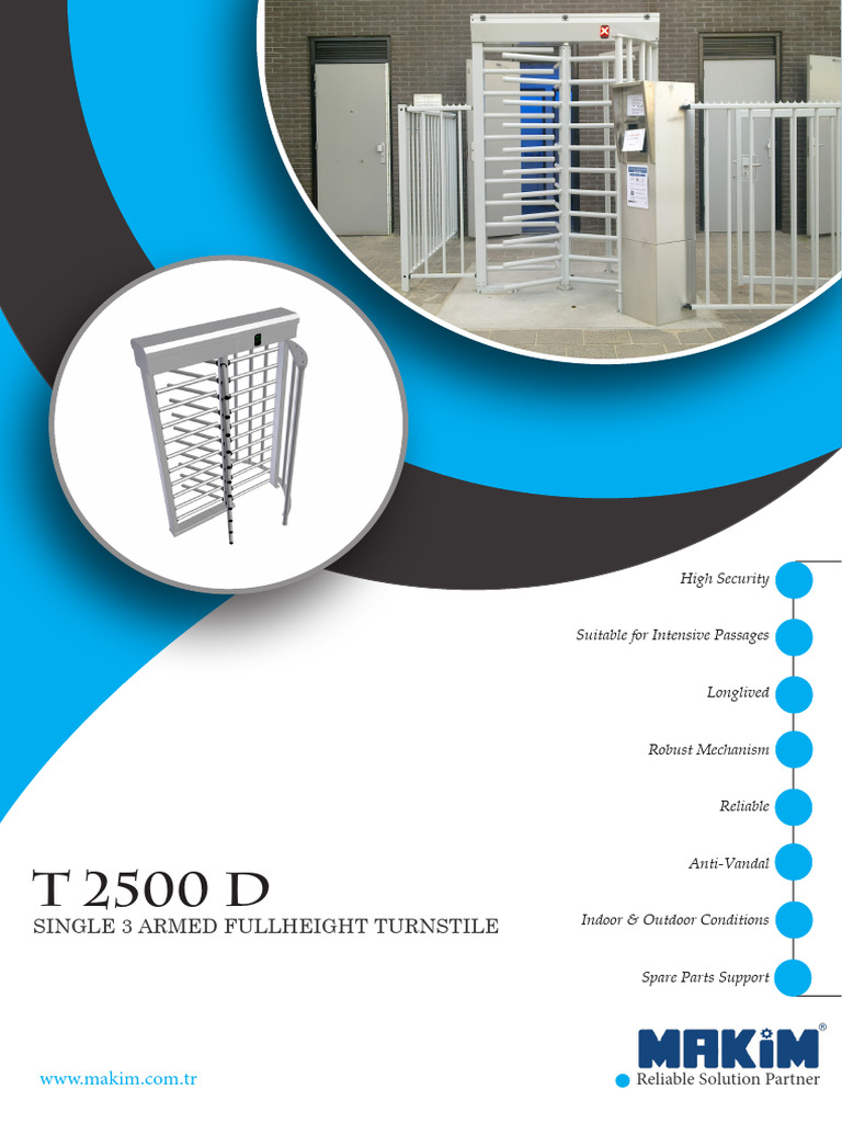 T 2500d Single 3 Armed Painted Turnstile 92 | PDF | Access Control