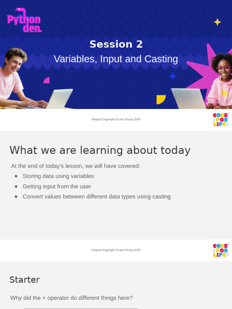 Python 2 - Variables, Input and Casting | PDF | Variable (Computer ... Python 2 - Variables, Input and Casting | PDF | Variable (Computer ...