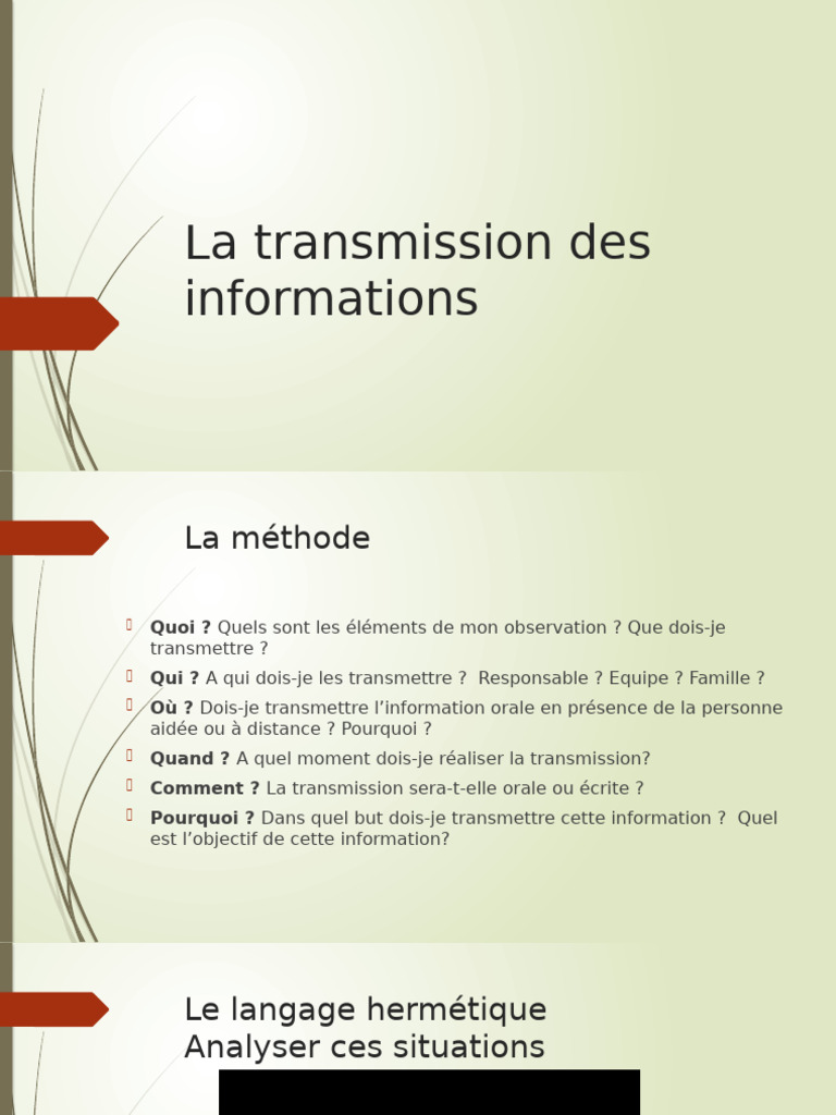 La Transmission Des Informations | PDF | la communication | Informations