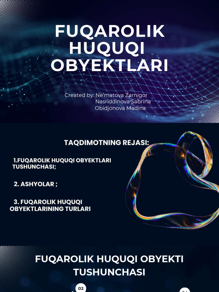 Fuqarolik huquqi obyekti | PDF
