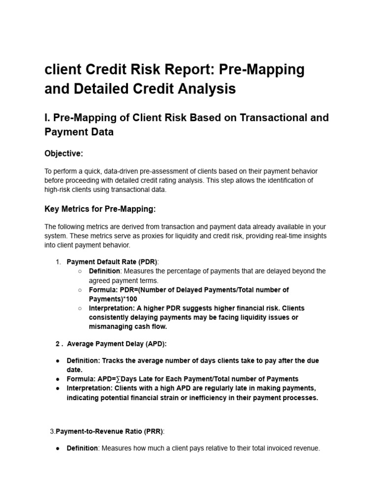 Client Credit Risk Report Pre Mapping and Detailed Credit Analysis ...
