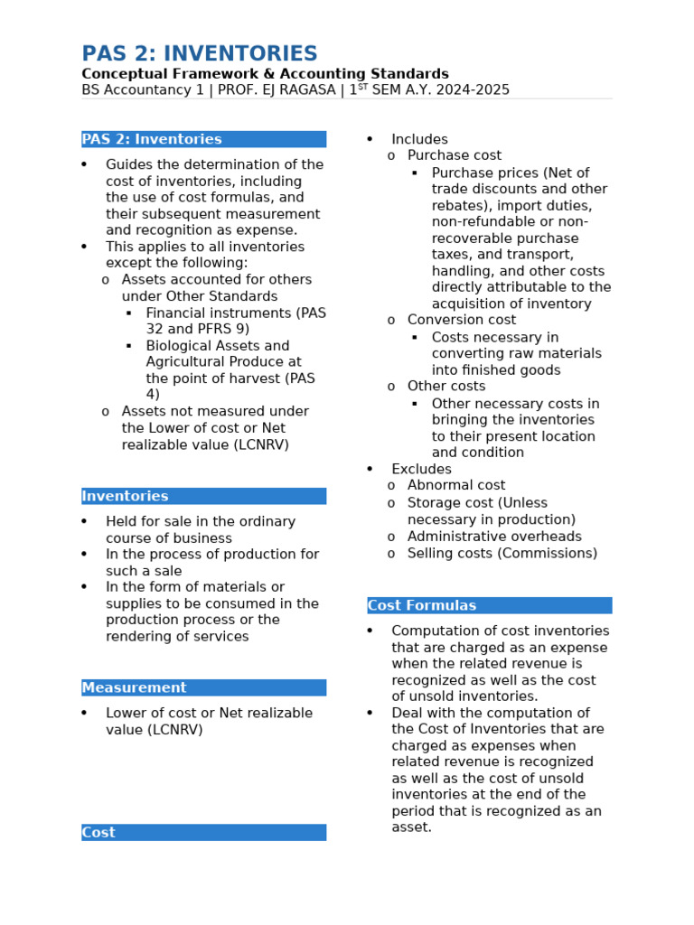 Inventories (PAS 2) | PDF | Inventory | Economies