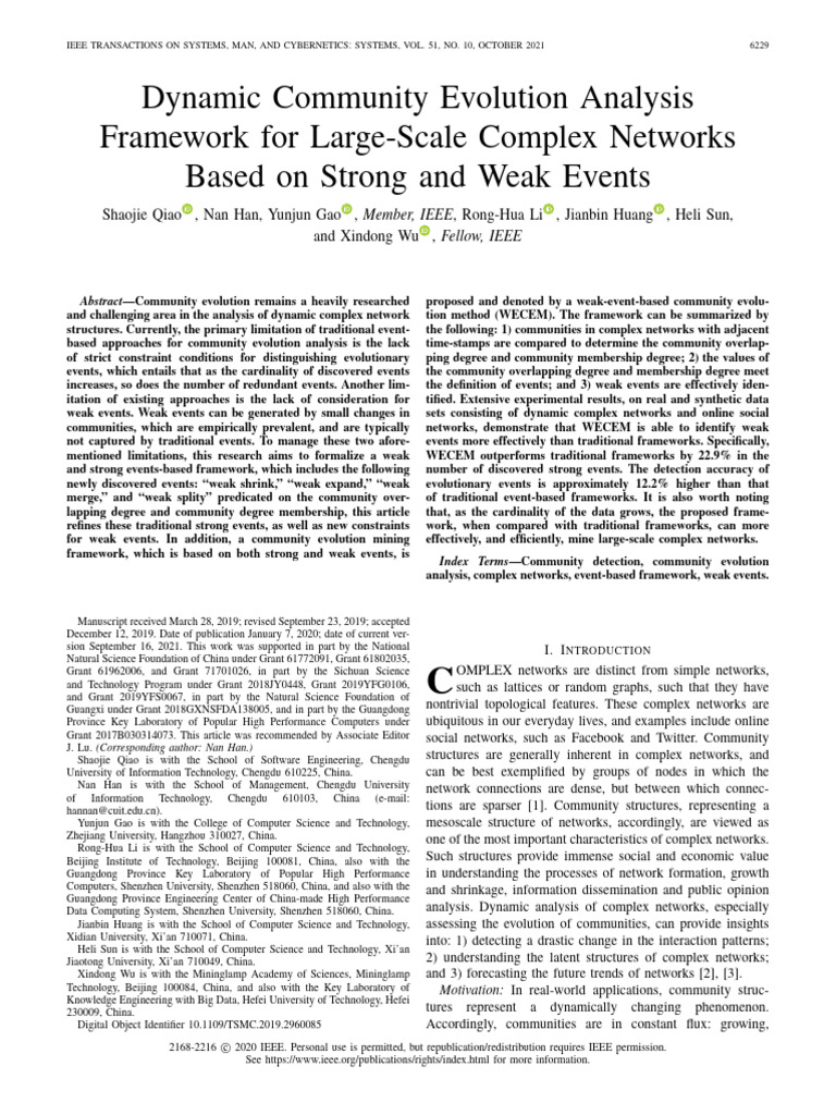 Dynamic Community Evolution Analysis Framework For Large-Scale Complex ...