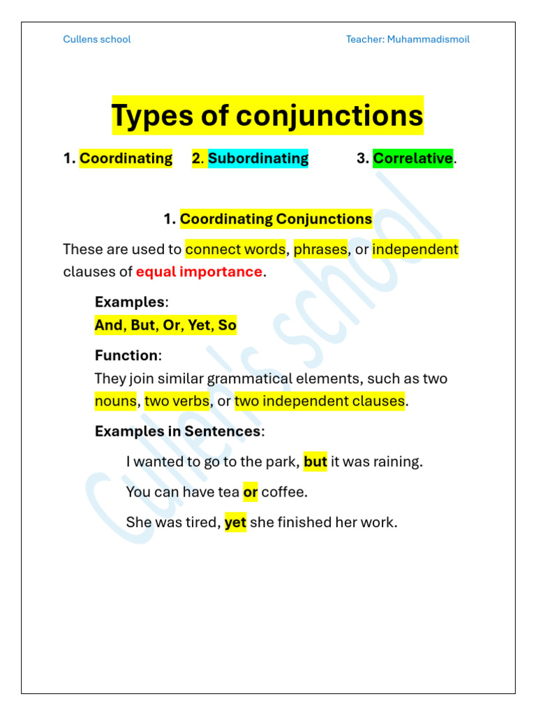 Linking Words Cullen's School | PDF | Clause | Language Mechanics