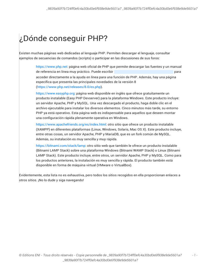 03 - Dónde conseguir PHP | PDF | Php | Mi sql 03 - Dónde conseguir PHP | PDF | Php | Mi sql