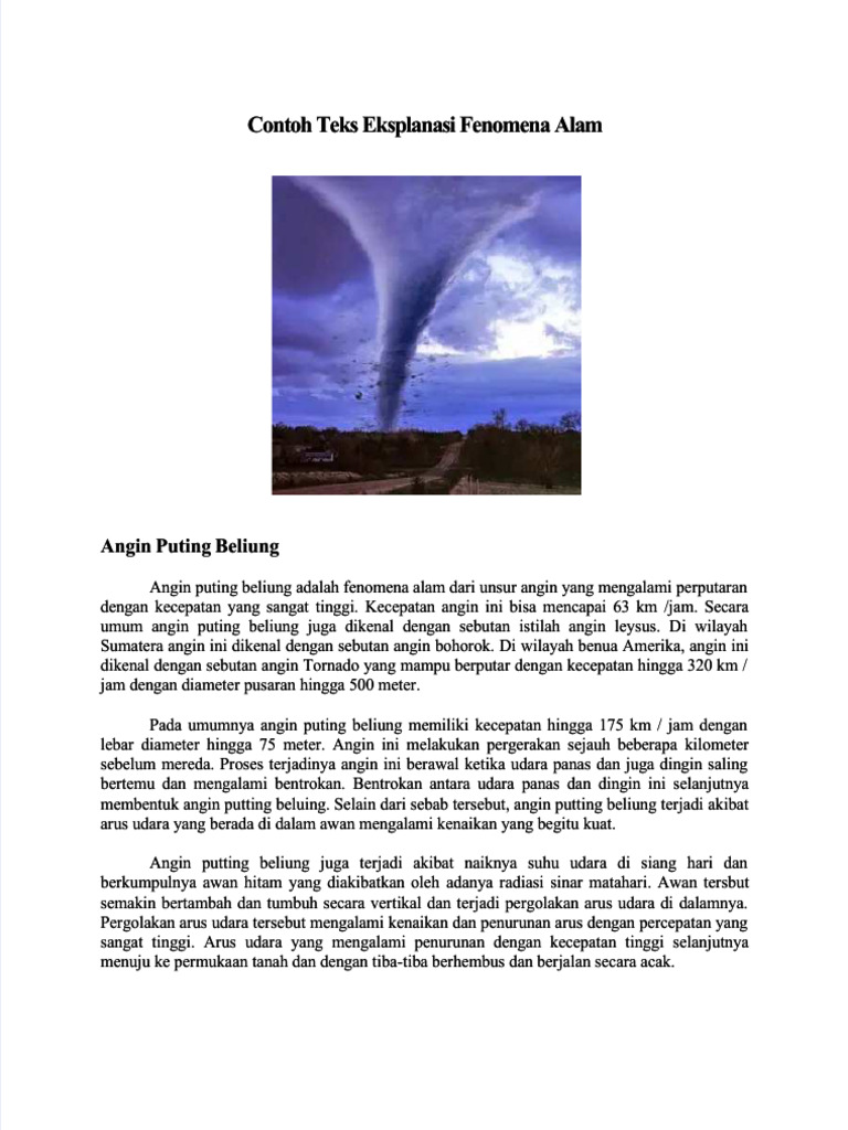 PDF Contoh Teks Eksplanasi Fenomena Alam Rama - Compress | PDF