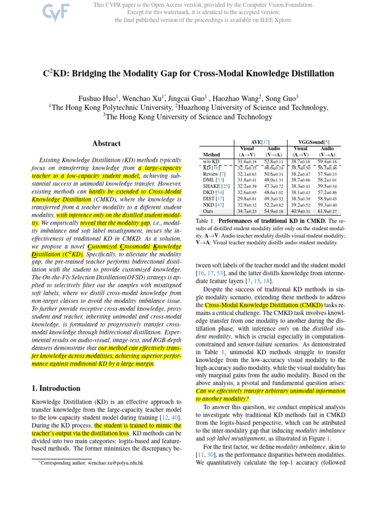 C2KD: Cross-Modal Knowledge Distillation | PDF | Applied Mathematics