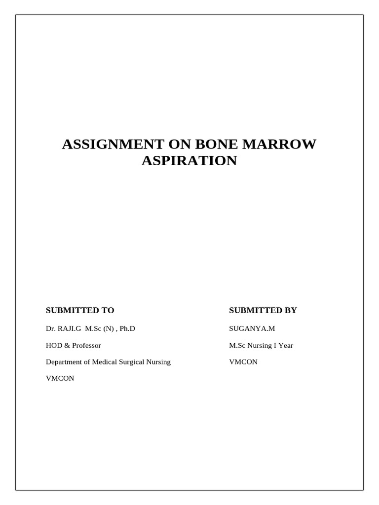 Bone Marrow Aspiration Assignment | PDF