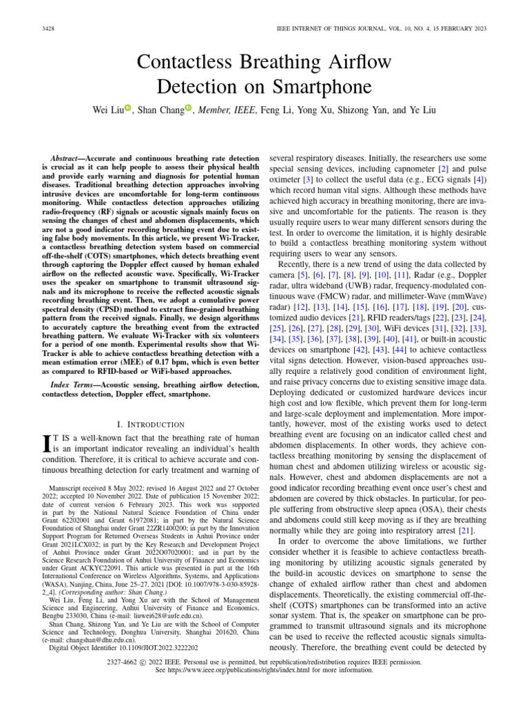 Contactless Breathing Airflow Detection On Smartphone | PDF | Spectral ...