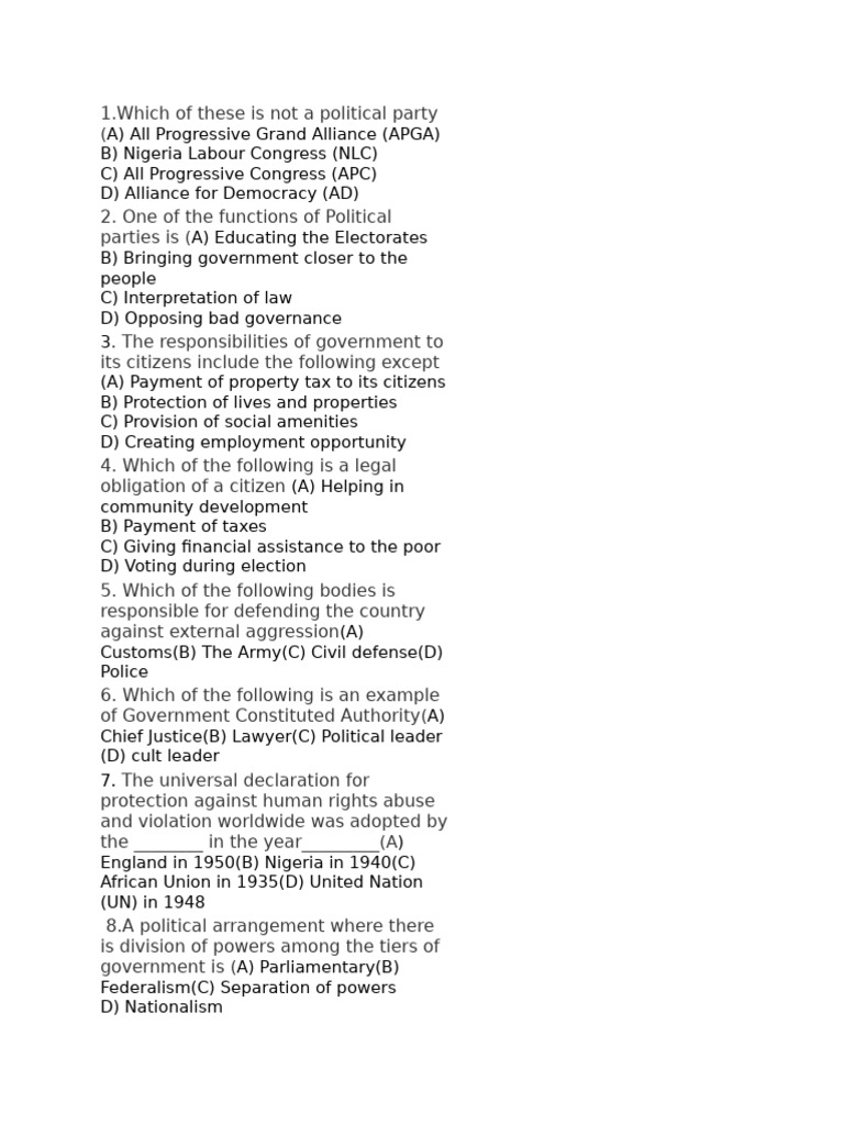 Civic ss1 2nd term midterm | PDF | Constitution | Democracy