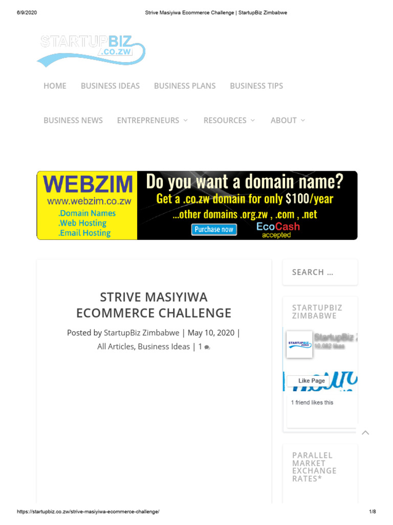 Strive Masiyiwa Ecommerce Challenge _ StartupBiz Zimbabwe | PDF