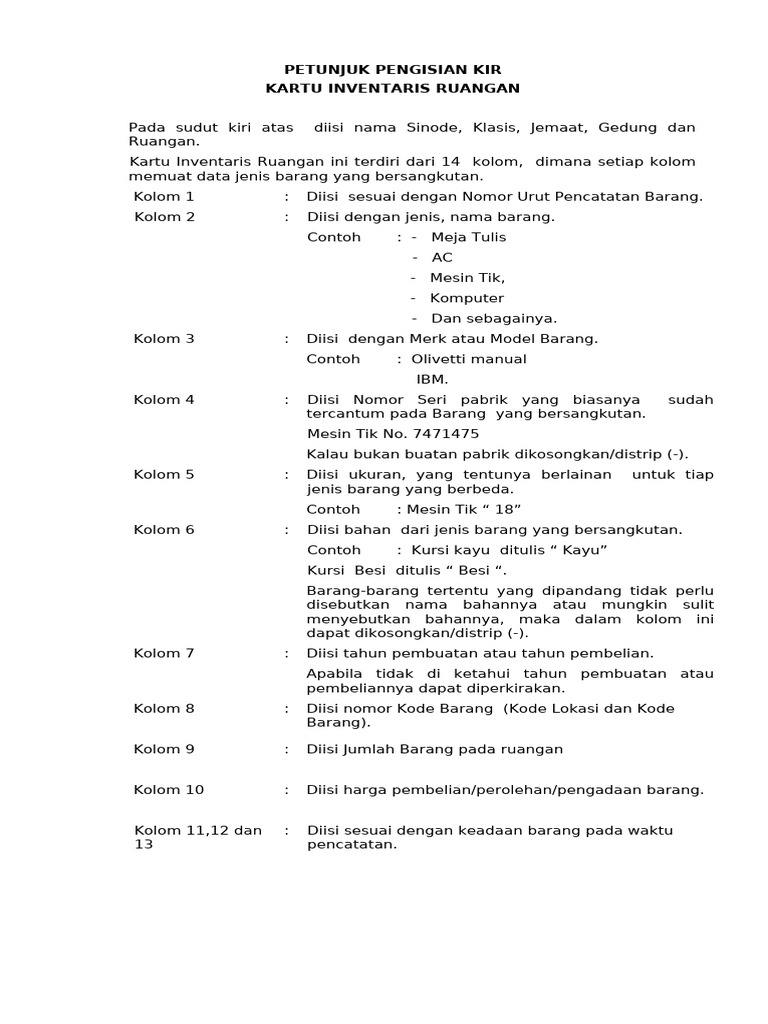 Petunjuk Pengisian - KIR 2022 | PDF