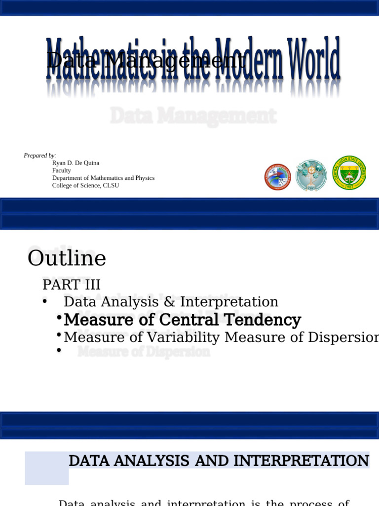 Unit 4 - Data Management (Part III MCT) | PDF | Mean | Mode (Statistics)
