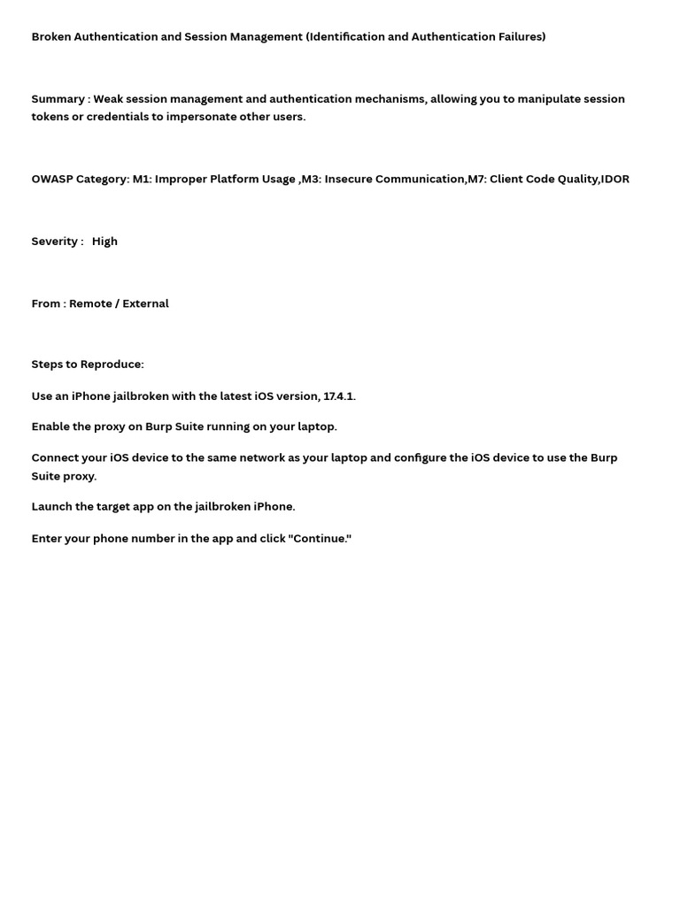 Broken Authentication and Session Management (Identification and ...