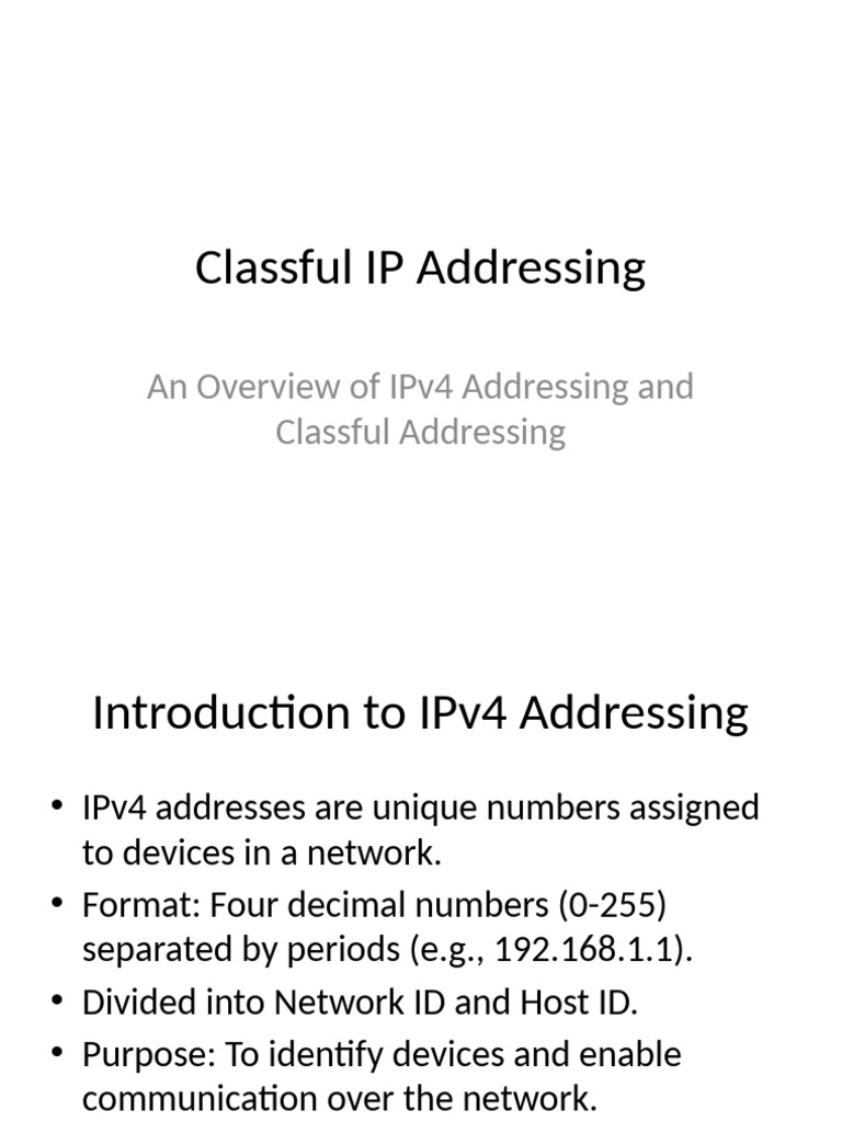 Classful IP Addressing Explained | PDF | Ip Address | Communications ...