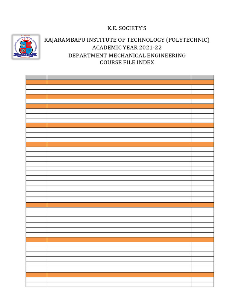 Course File Index 2021 Final | PDF