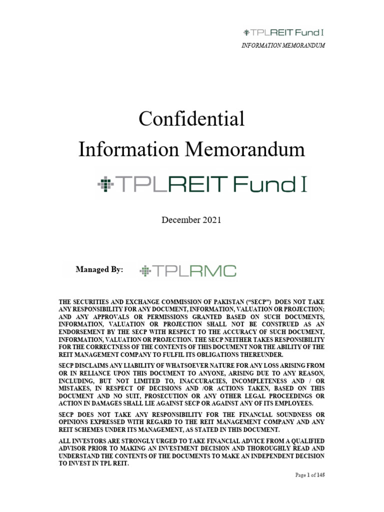 Information Memorandum | PDF | Real Estate Investment Trust | Investing