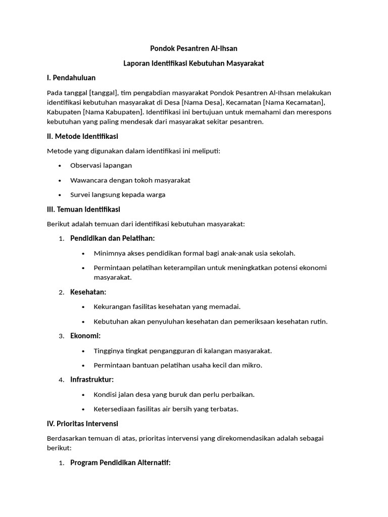 1 Laporan Identifikasi Kebutuhan Masyarakat1 | PDF