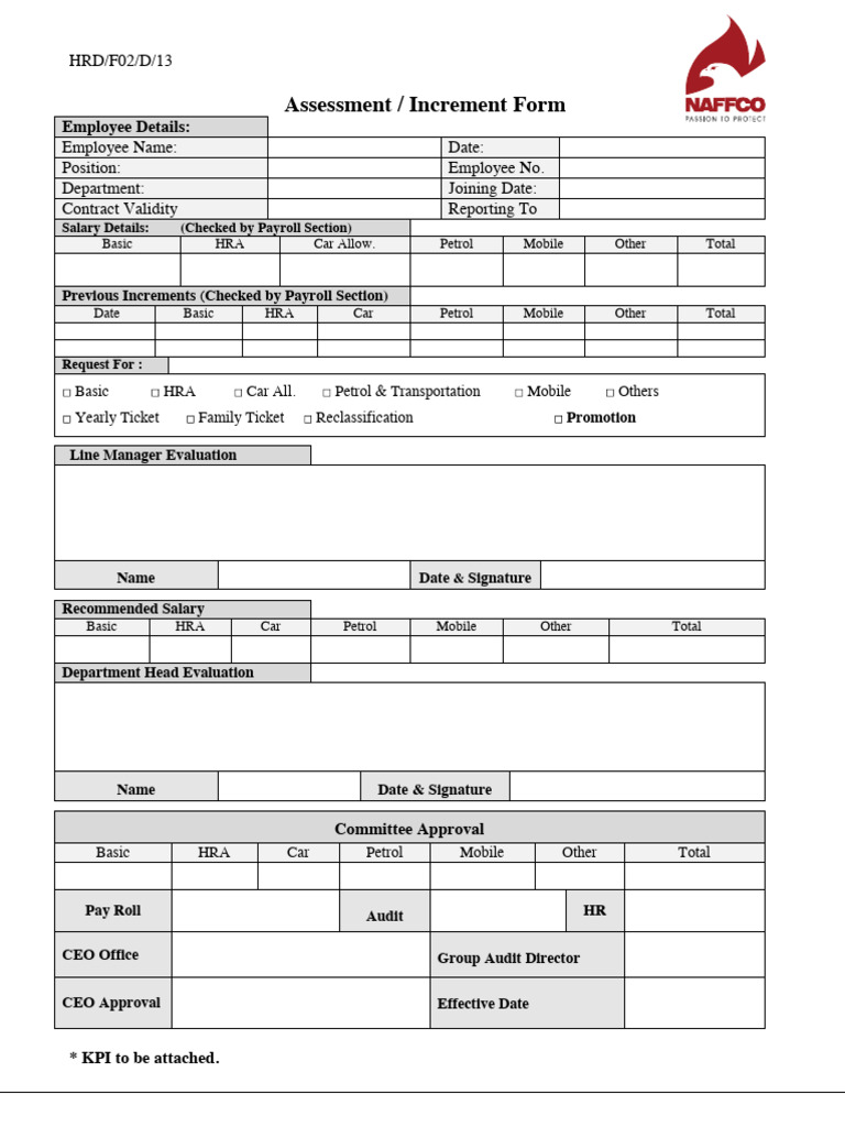 INCREMENT FORM | PDF