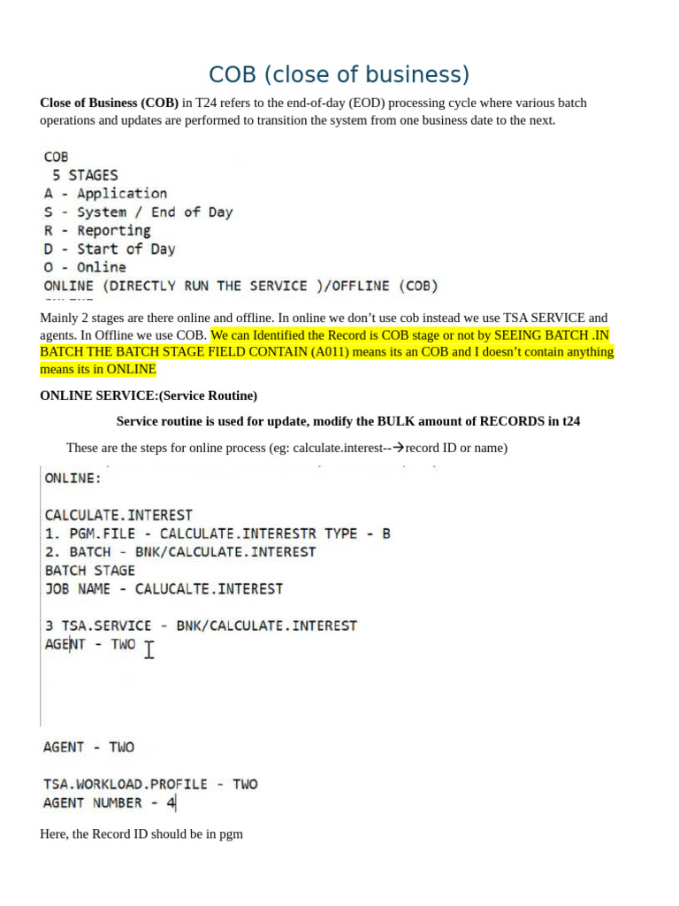 COB and Service Routines | PDF