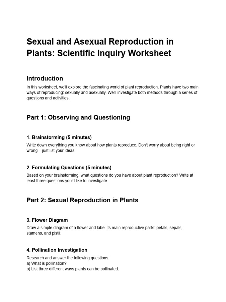 Plant Reproduction Worksheet | PDF
