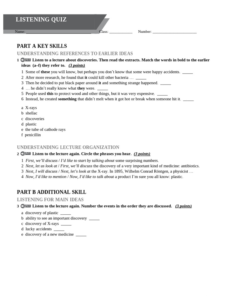 Unit 6 Listening and Language Test | PDF
