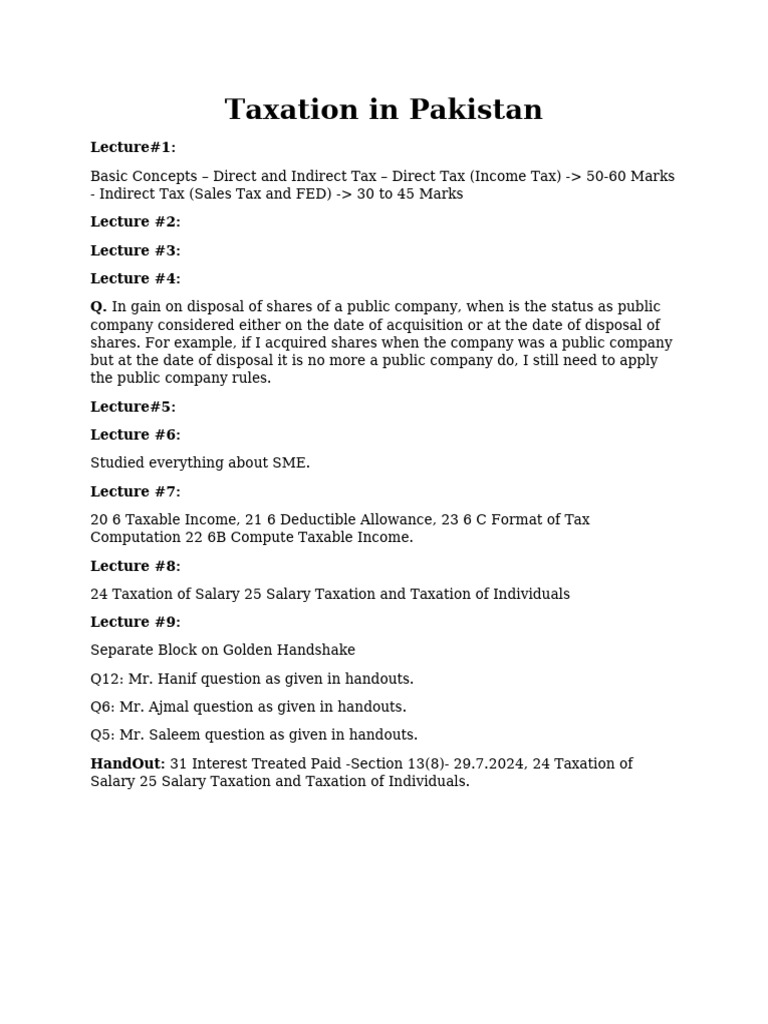 Additional Tax Notes | PDF