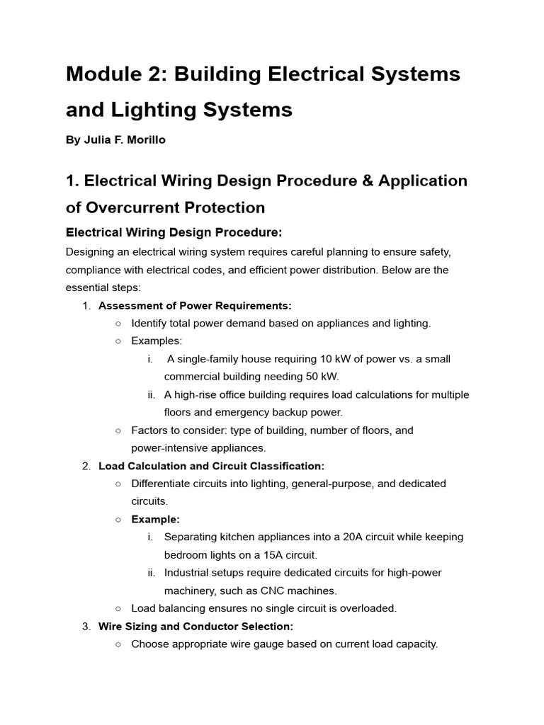 Module 2 - Building Electrical Systems and Lighting Systems | PDF ...