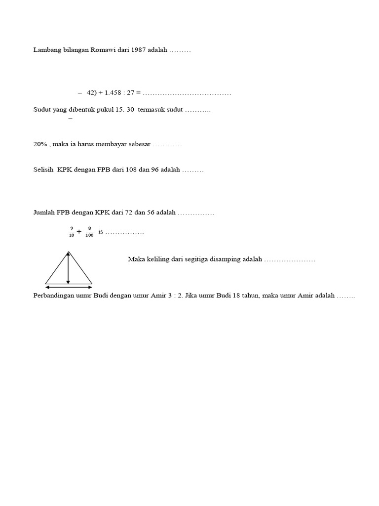 Omnas Matematika Level 2 Kelas 3-4 2021 | PDF