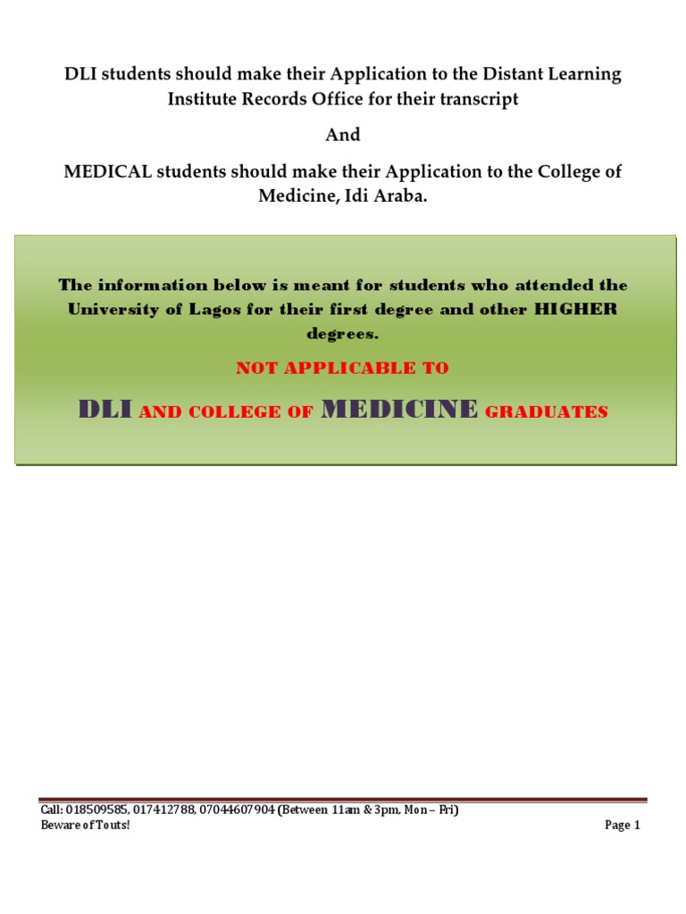 Application Procedures and Payment Details for University of Lagos ...