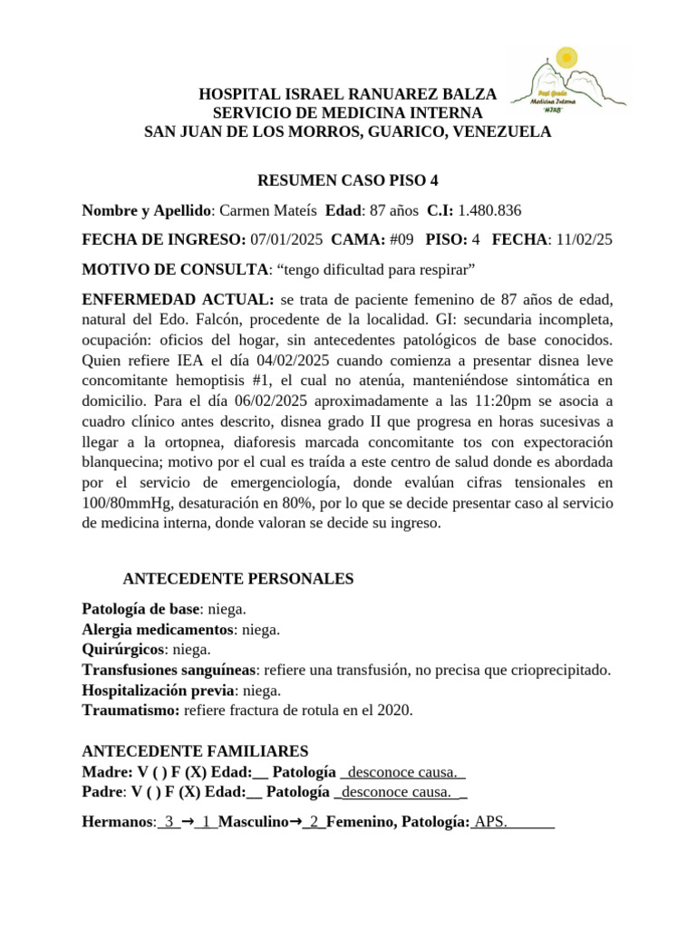 Ingreso de Paciente con EPOC y Neumonía | PDF | Medicina ...