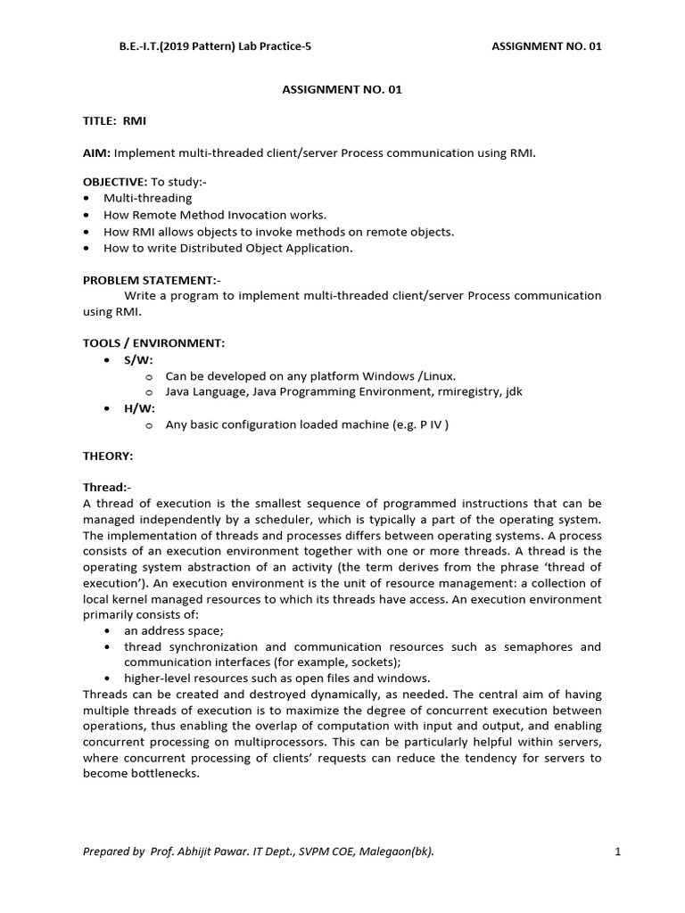 Asg 01 RMI | PDF | Operating System | Process (Computing)
