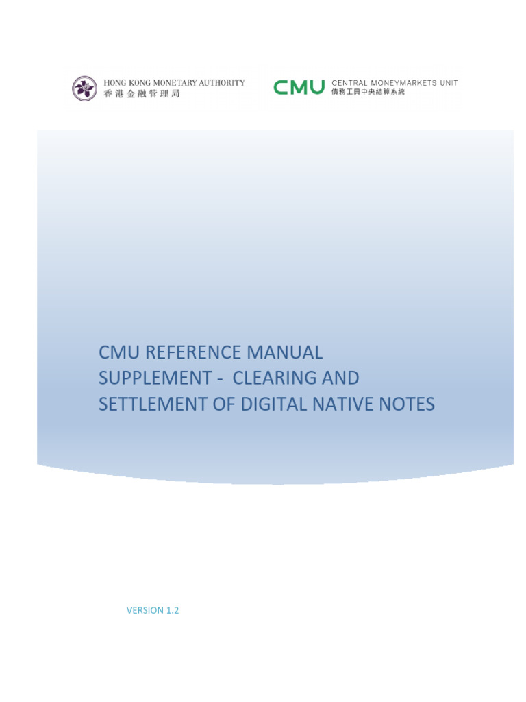 CMU Manual: Clearing Digital Notes | PDF | Securities (Finance) | Cash
