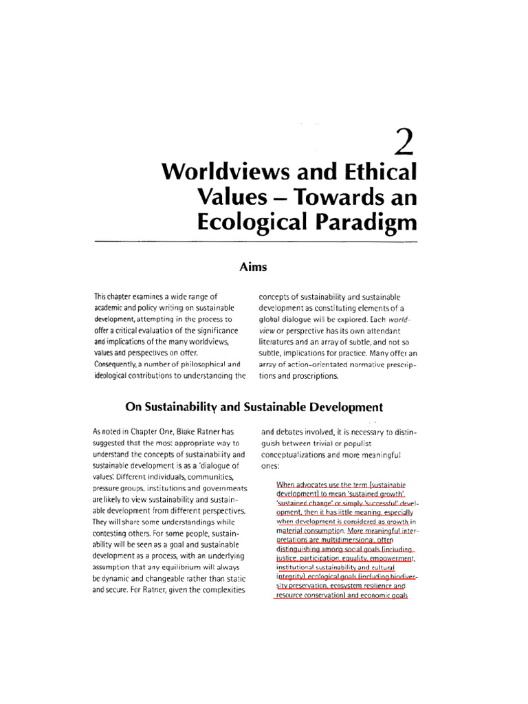 2 Worldviews and Ethical Values - Towards an Ecological Paradigm | PDF