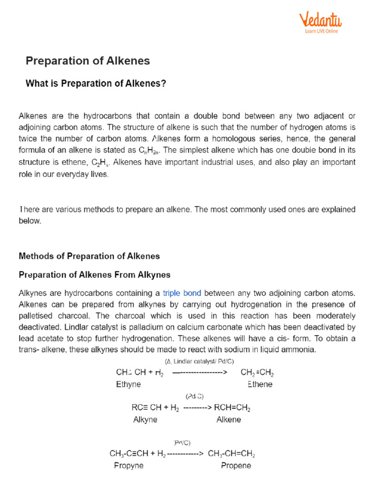 Preparation Of Alkenes Pdf