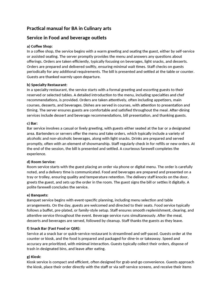Culinary Arts Service Techniques Guide | PDF | Tableware | Teaspoon