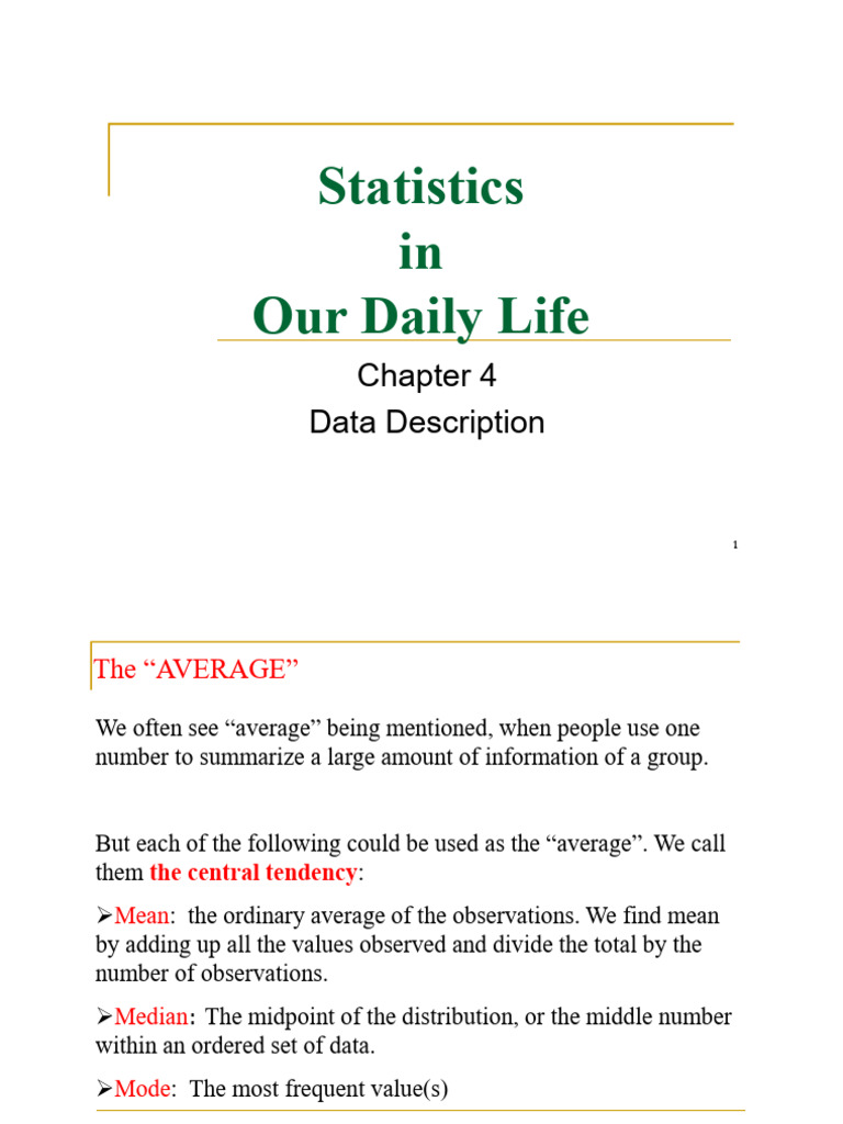 Chapter 4 Data Description | PDF | Quartile | Descriptive Statistics