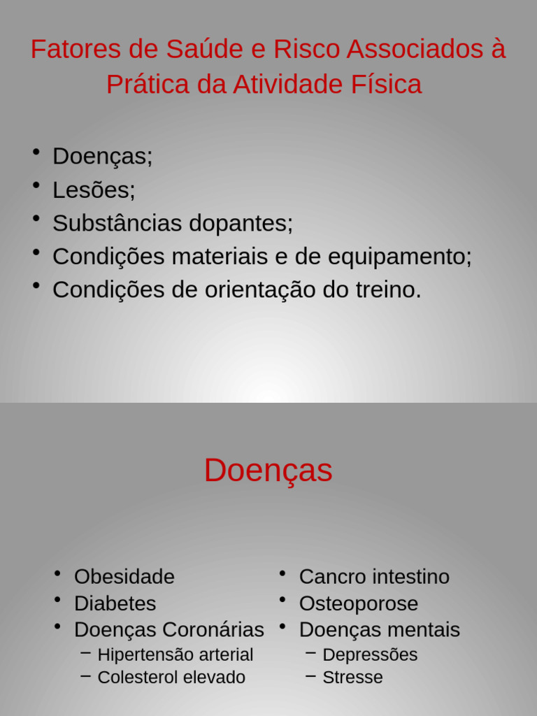 Fatores de Saúde e Risco Associados À Prática Da Atividade Física | PDF ...