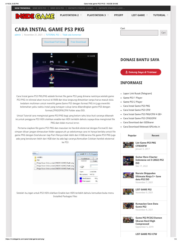 Cara Instal Game PS3 PKG - INSIDE GAME | PDF