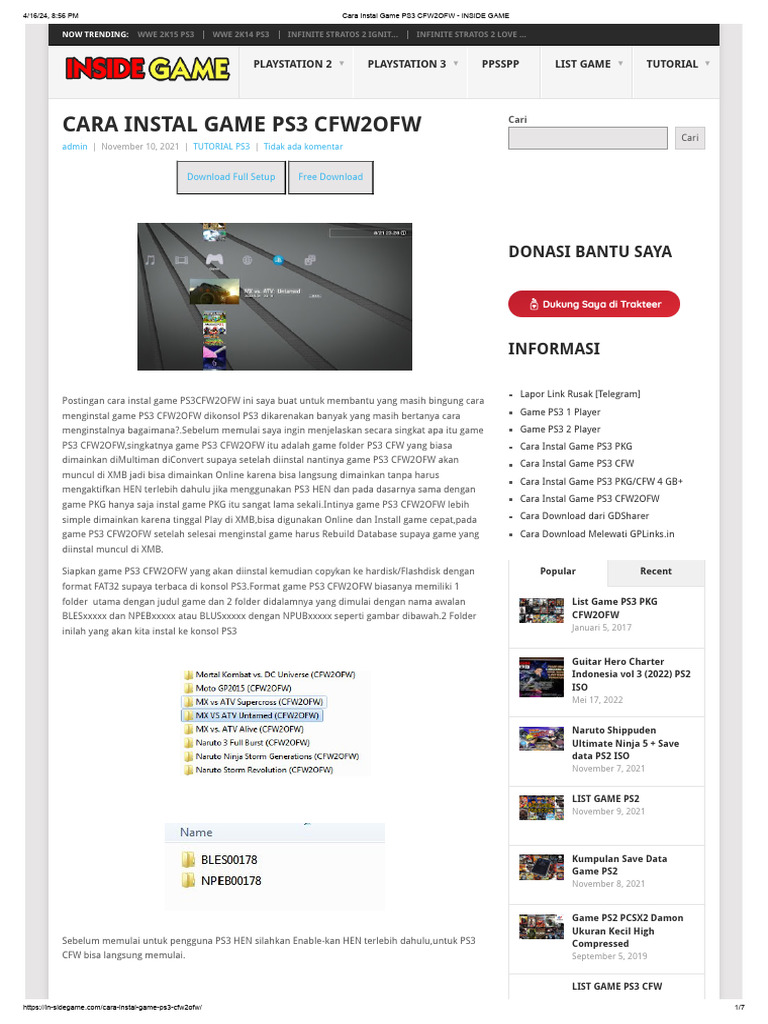 Instalasi Game PS3 CFW2OFW Mudah | PDF