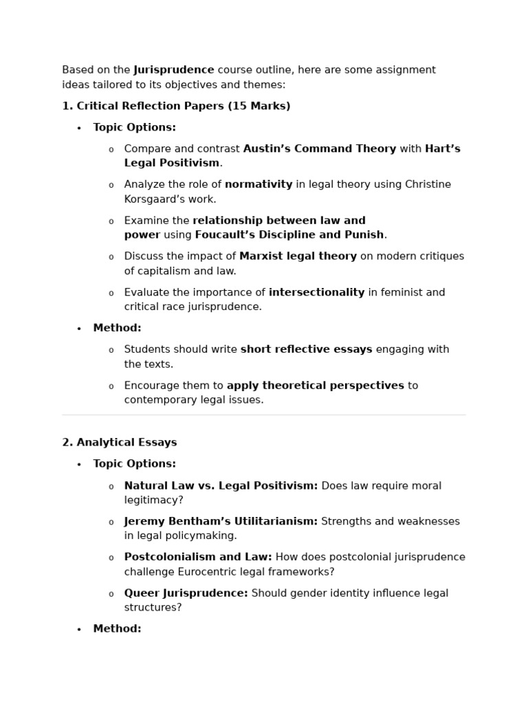 Juris Assignment Options | PDF | Jurisprudence | Liberal Arts Education