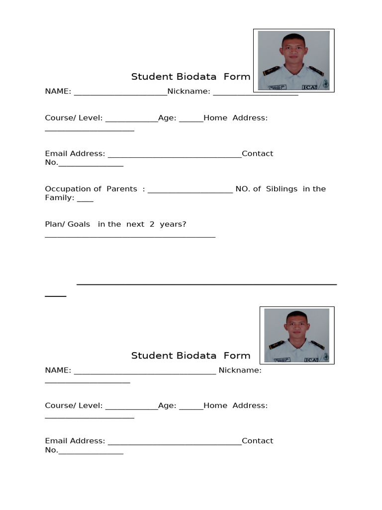 Biodata-Form-student | PDF