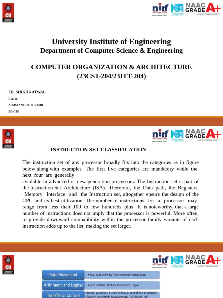 Lecture 1.2.5 (Instruction Set Formats) | PDF | Central Processing Unit | Computer Architecture