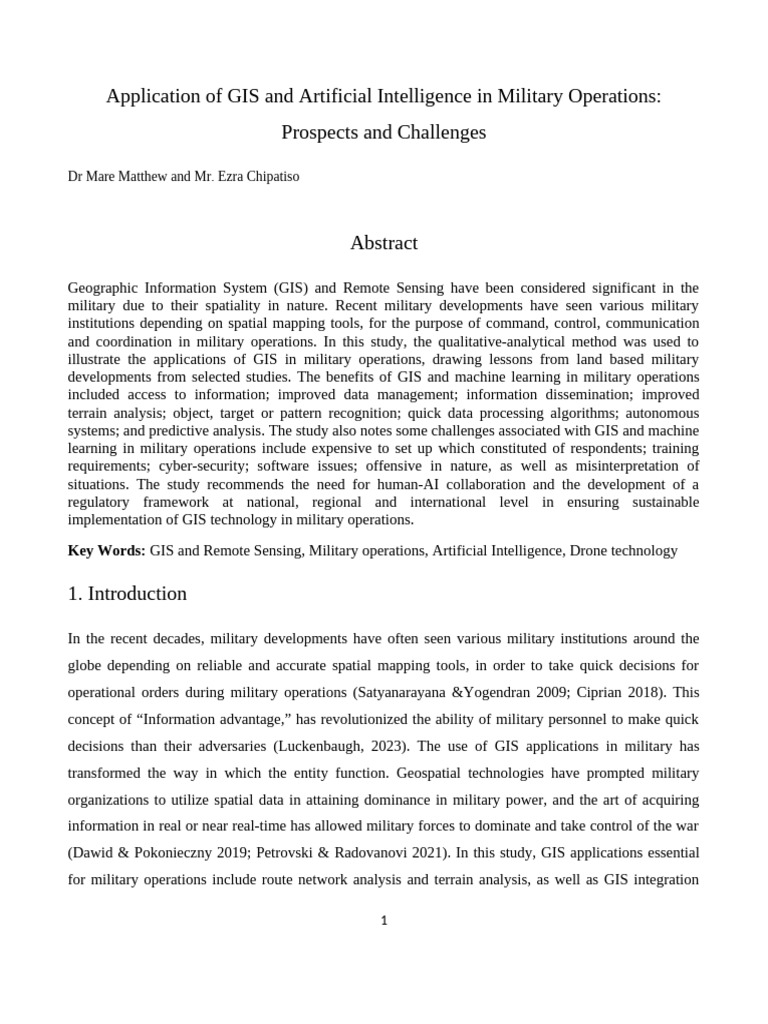 GIS and AI in Military Operations | PDF | Geographic Information System ...