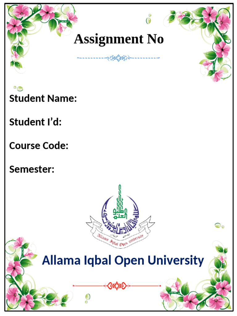 Assignment Title Page For Aiou Assignment | PDF