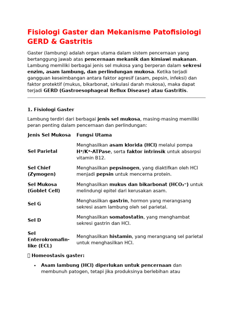 Patofisiologi Gerd Dan Gastritis Novia Medika | PDF