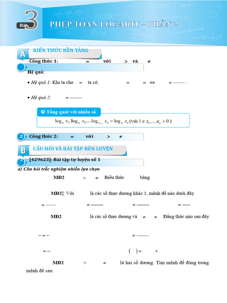 Phép Toán Logarit Phần 2 | PDF