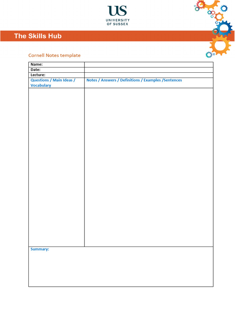 Cornell Notes Template | PDF